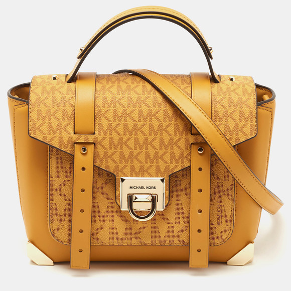 Michael Kors | Bags | Michael Kors Yellow Signature Coated Canvas And ...